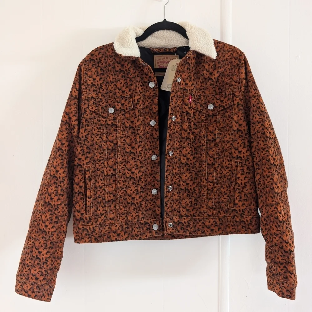 Levi's | Jackets & Coats | Levis Womens Corduroy Brown Leopard Print ...
